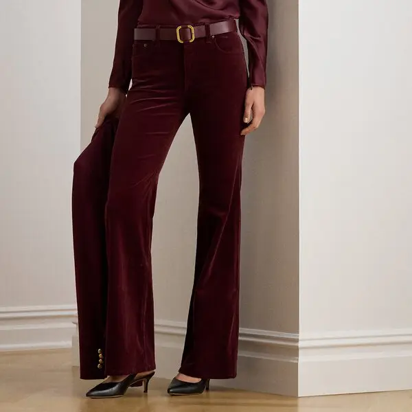 Ralph Lauren High-rise Corduroy Flare Pant - Dark Garnet