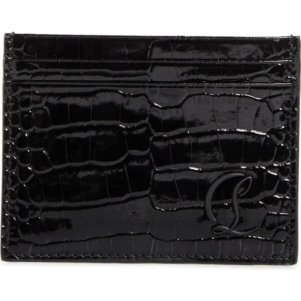 CHRISTIAN LOUBOUTIN Mooncrest Lizard Embossed Leather Card Case - Black