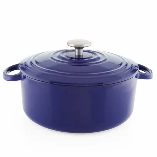 CHANTAL 3 Qt Round Cast Iron Dutch Oven - Cobalt Blue