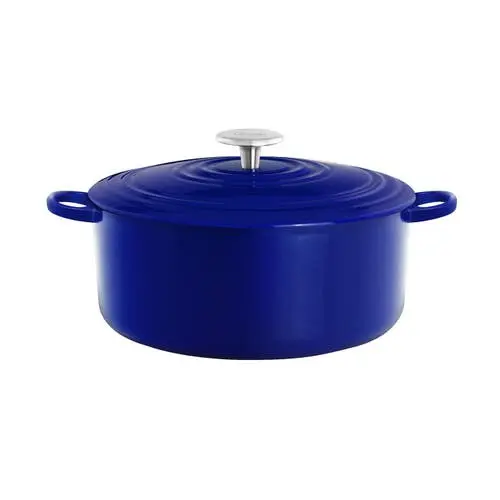 CHANTAL 5.6 Qt Round Cast Iron Dutch Oven - Cobalt Blue