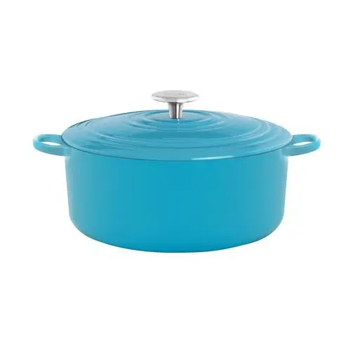 CHANTAL 5.6 Qt Round Cast Iron Dutch Oven - Sea Blue