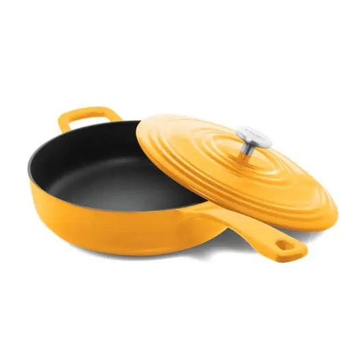 CHANTAL 5 Qt. Round Cast-iron Saute Skillet W/ Lid - Marigold