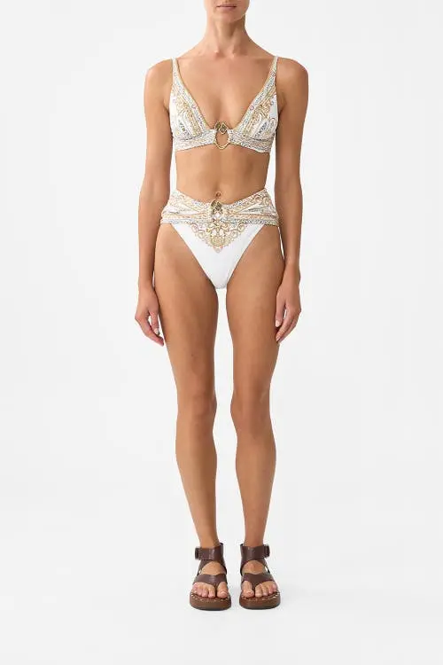 Camilla High Waist Bikini Bottom With Pleated Waist Trim - Ottoman Dynasty
