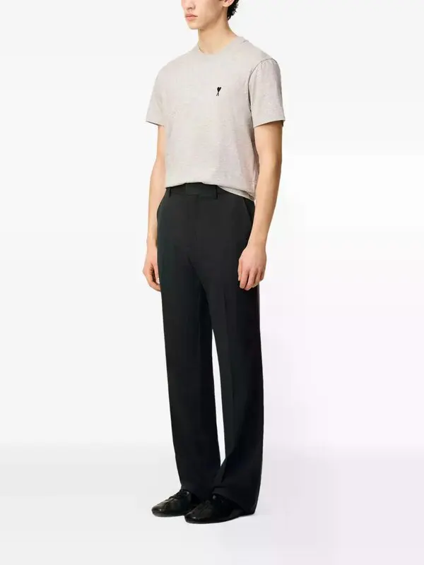 AMI Paris Wool Straight-leg Trousers - Grey