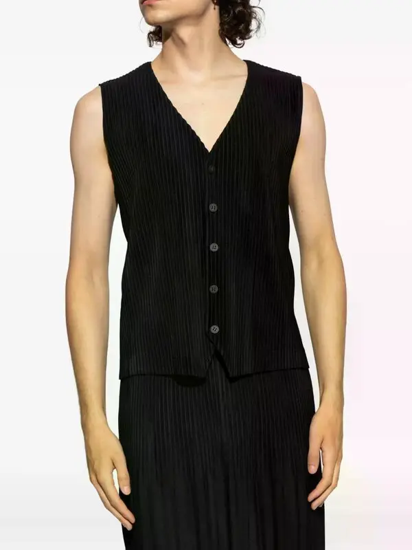 Issey Miyake Pleated Button-down Waistcoat - Black