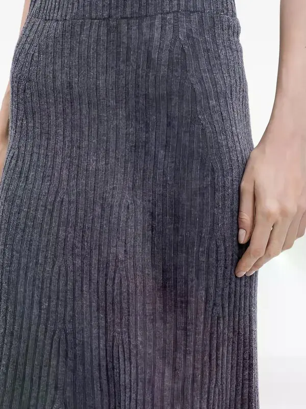 TWINSET Ribbed Flared Midi Skirt - Grey