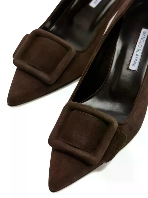 Manolo Blahnik 50mm Buckle-embellished Suede Pumps