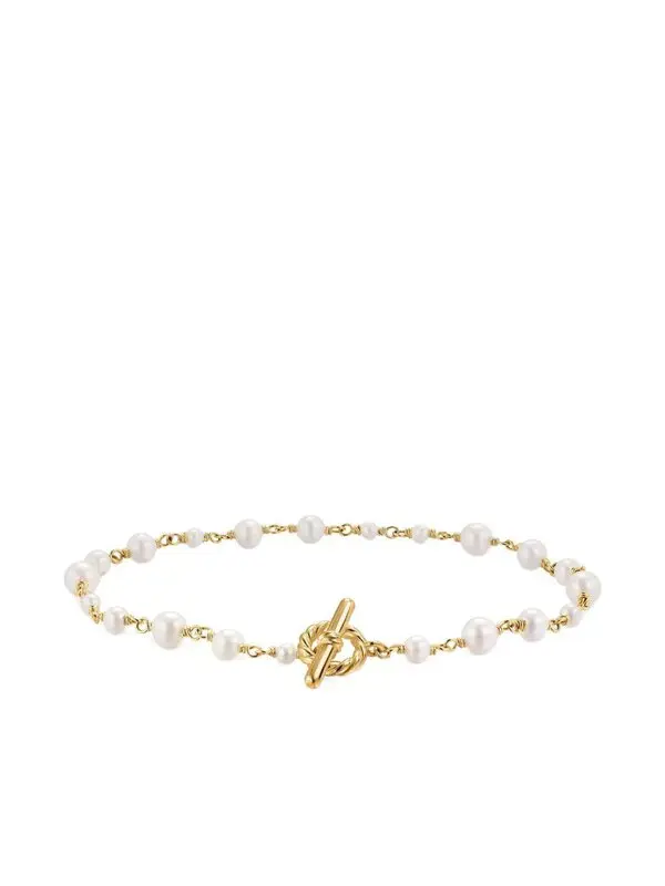 David Yurman 18k Yellow Toggle-chain Pearl Bracelet - Gold