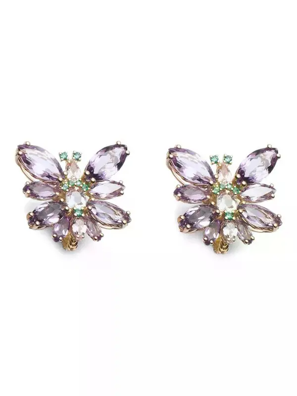 Dolce & Gabbana 18k Yellow Multi-stone Butterfly Earrings - Gold