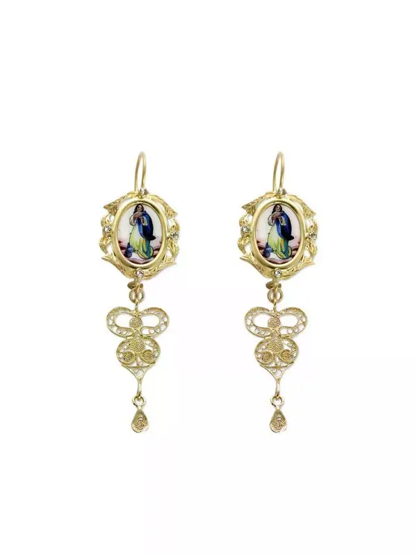 Dolce & Gabbana 18k Yellow Sicily Sapphire Earrings - Gold