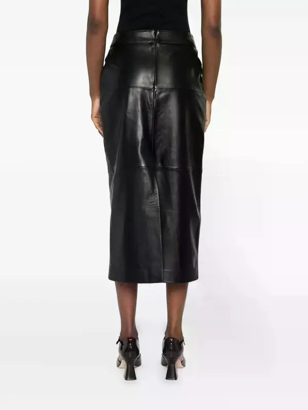 Eric Bompard Leather Midi Skirt