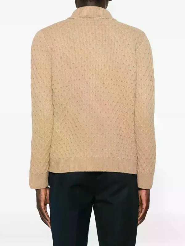 PAOLO PECORA Honeycomb Zip-up Cardigan - Neutrals