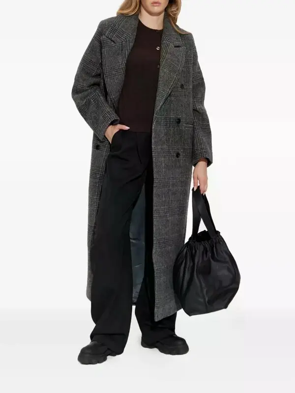 SAMSOE SAMSOE Sajilla Double-breasted Checked Coat - Grey
