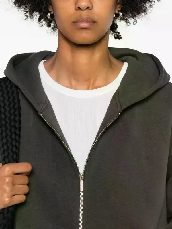 Max Mara Zip-up Cotton Blend Hoodie - Grey
