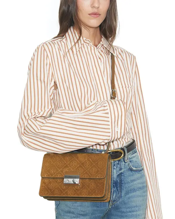 Tory Burch T Monogram Suede Crossbody