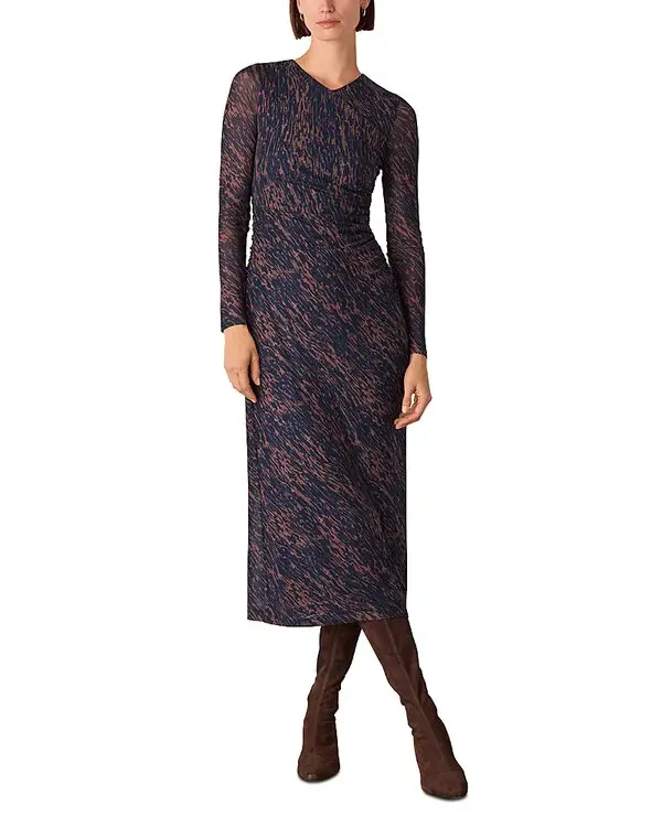 Whistles Devore Mesh Midi Dress - Navy/multi