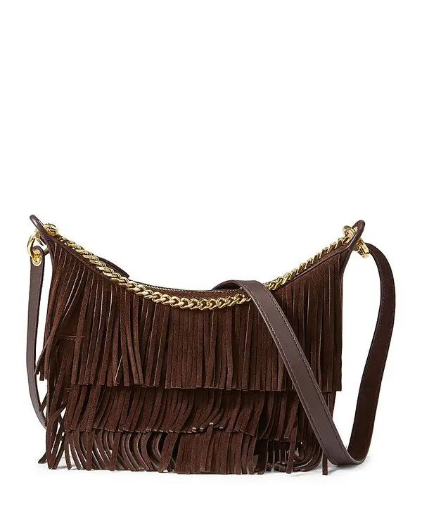 Veronica Beard Small Suede Fringe Fortune Bag - Espresso