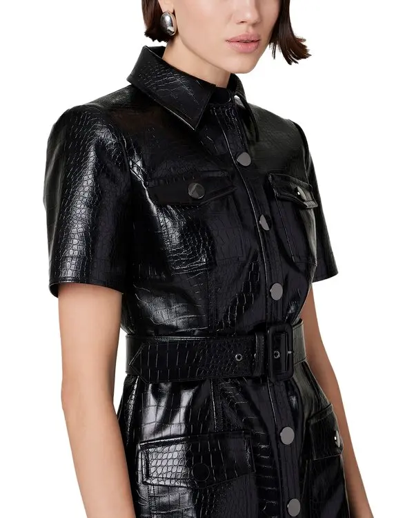 Toccin Lydia Faux Leather Mini Dress - Jet