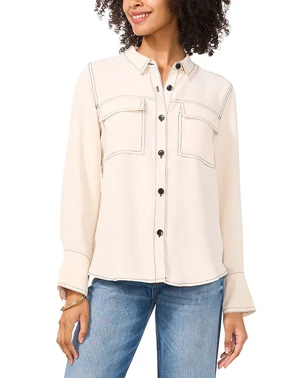 Vince Camuto Top Stitched Blouse - Soft Cream