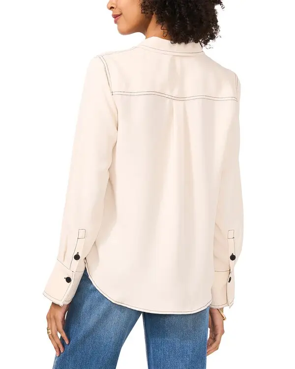 Vince Camuto Top Stitched Blouse - Soft Cream
