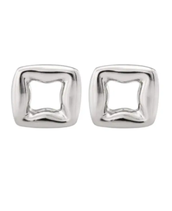UNODE50 Flat Link Drop Earrings - Silver