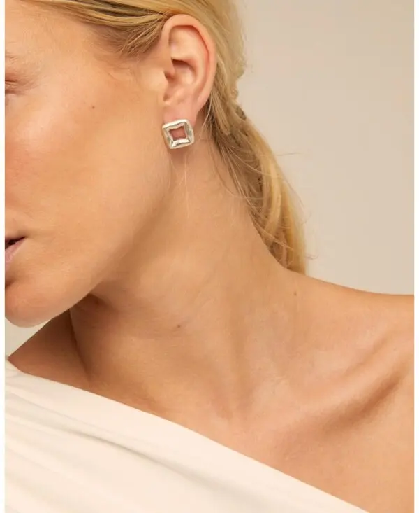 UNODE50 Small Link Drop Earrings - Silver