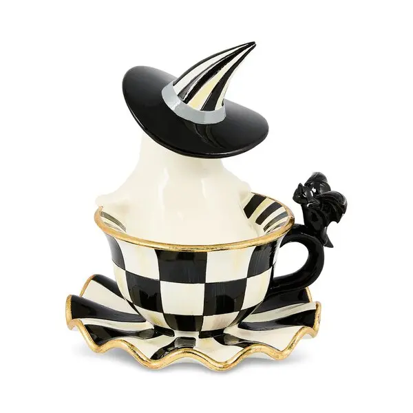 MACKENZIE-CHILDS Courtly Check Teacup Ghost Decor