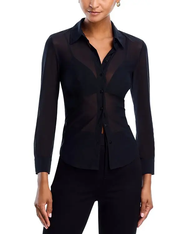L'Agence Indiana Fitted Mesh Blouse - Black