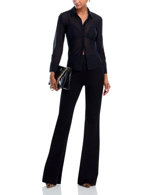 L'Agence Indiana Fitted Mesh Blouse - Black