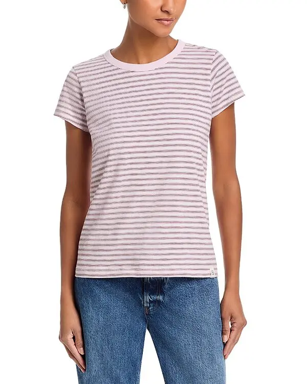 Rag & Bone The Slub Striped Tee - Lavendar Stripe