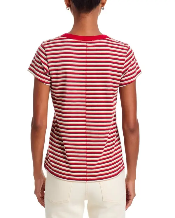Rag & Bone Slub Striped Tee - Red Beige Multi