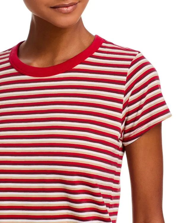 Rag & Bone Slub Striped Tee - Red Beige Multi