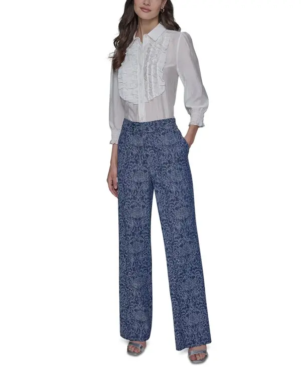 Karl Lagerfeld Paris Jacquard Motif High Rise Jeans