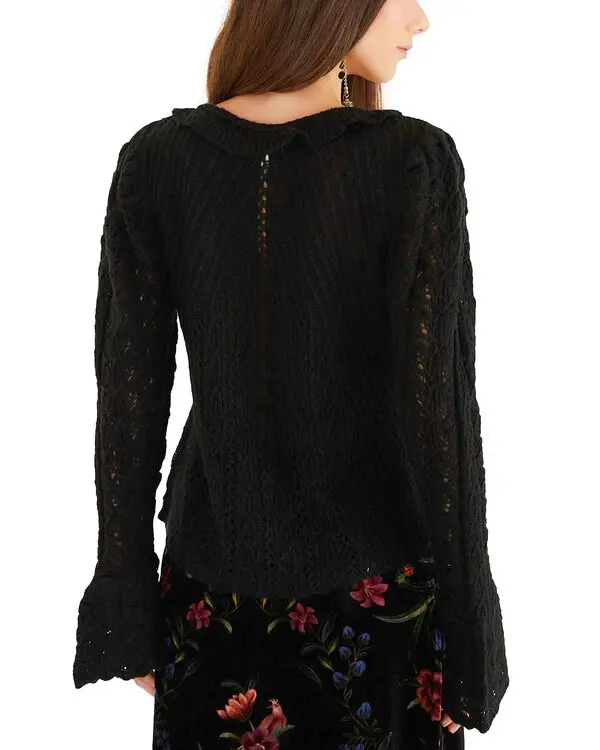 Farm Rio Lace Stitch Ruffle Cardigan