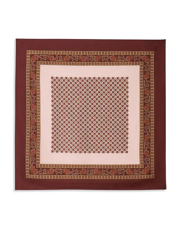 Sandro Placed Print Silk Bandana Scarf - Nude/ Bordeaux