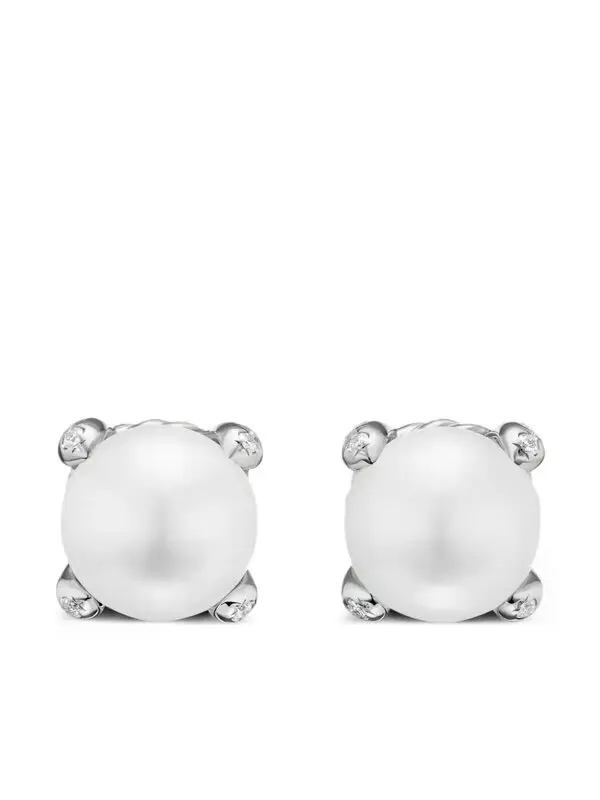David Yurman Sterling Silver Pearl And Diamond Earrings - Dssdpedi Silver