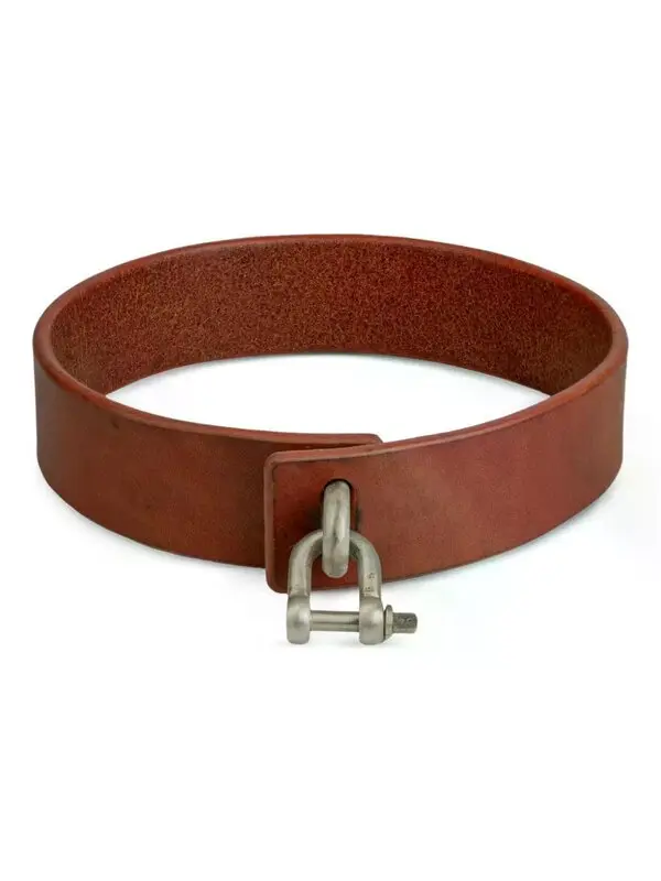 PARTS OF FOUR Leather Choker With Charm - Brown