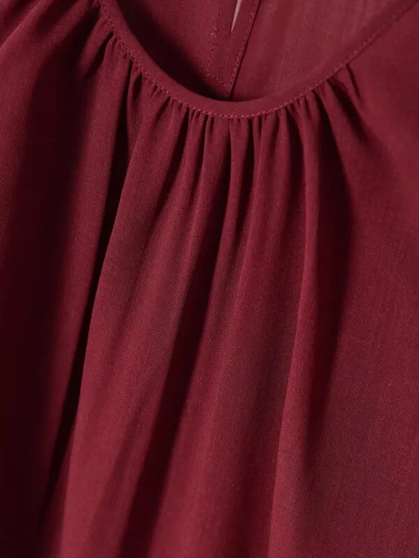 JOSEPH Broca Gathered Wool-blend Crepe Blouse