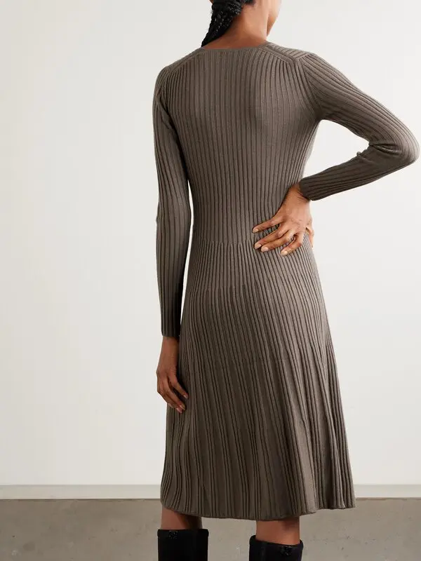 JOSEPH Ribbed Merino Wool Midi Dress