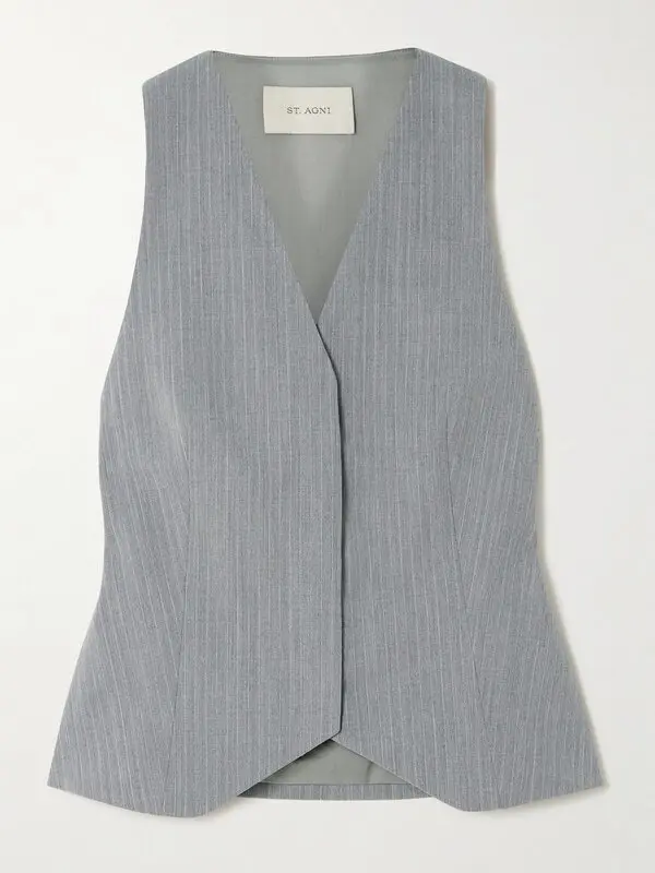 ST. AGNI Pinstriped Wool-blend Twill Vest