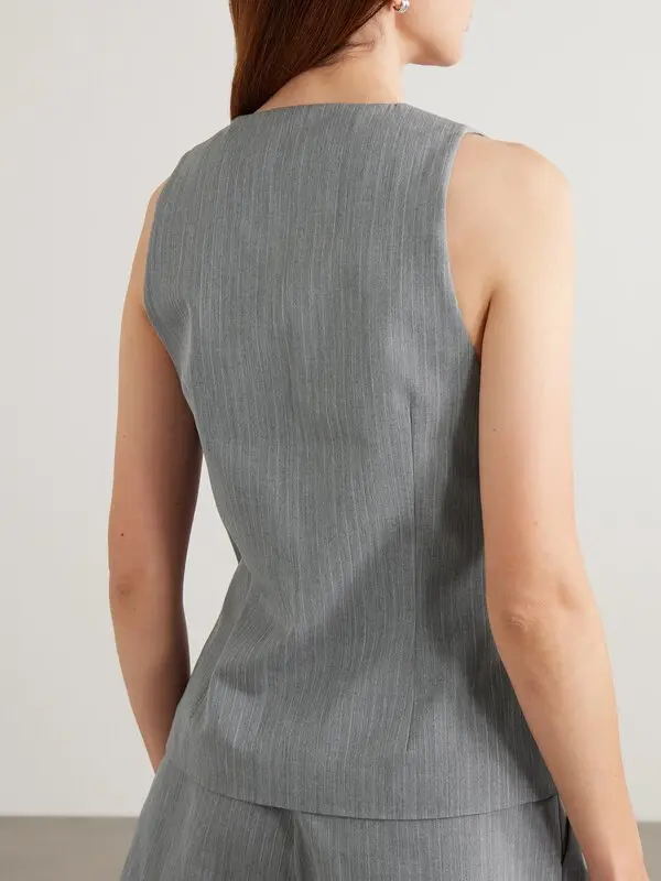 ST. AGNI Pinstriped Wool-blend Twill Vest