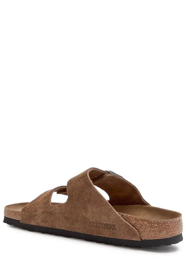 BIRKENSTOCK Arizona Suede Sliders With Adjustable Buckles - Brown
