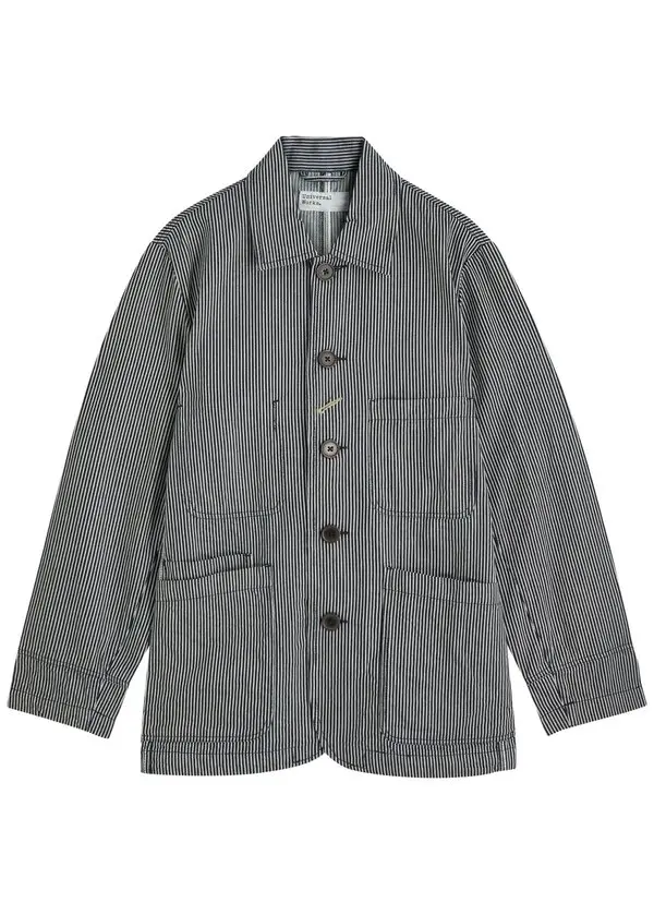 Universal Works Hickory Striped Cotton Overshirt - Grey