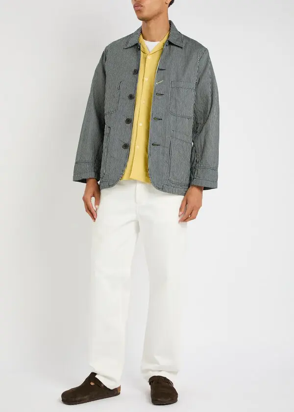 Universal Works Hickory Striped Cotton Overshirt - Grey