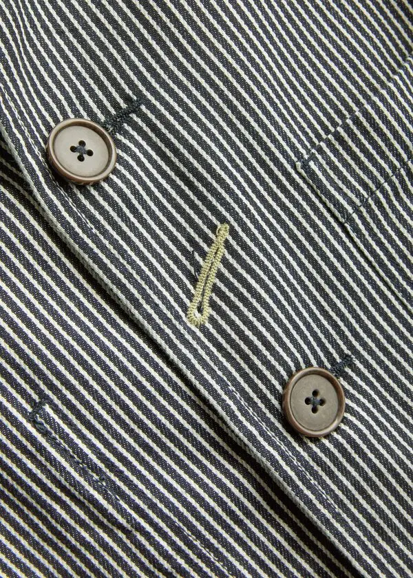 Universal Works Hickory Striped Cotton Overshirt - Grey