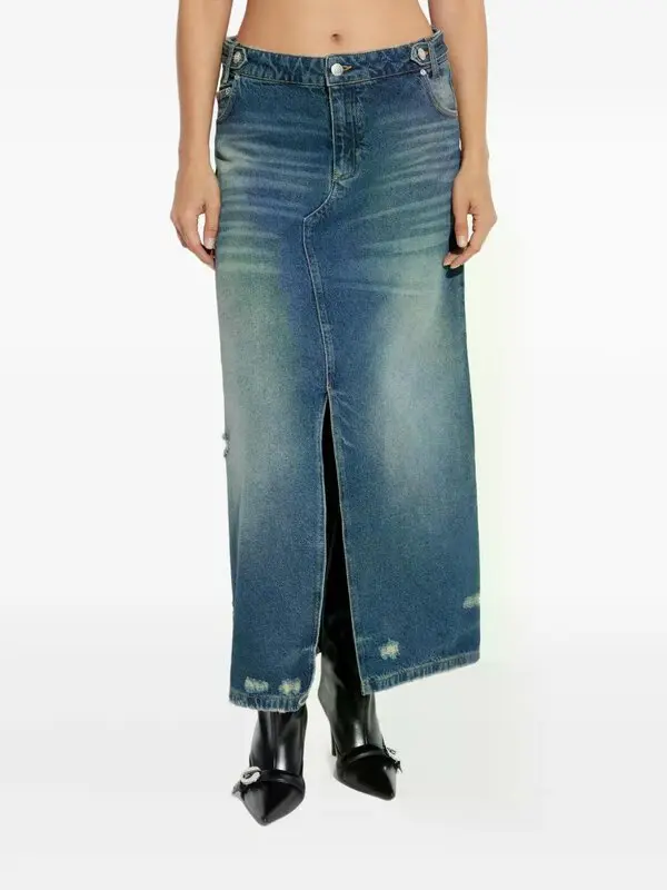 MISBHV Distressed Denim Maxi Skirt