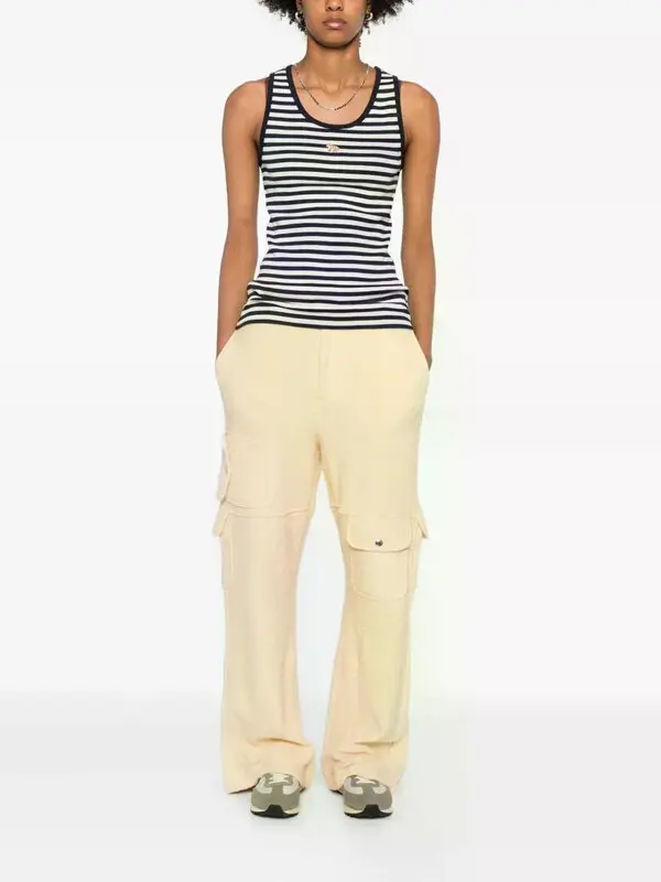 Maison Kitsuné Striped Fox-embroidered Top