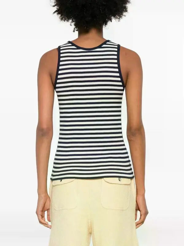 Maison Kitsuné Striped Fox-embroidered Top