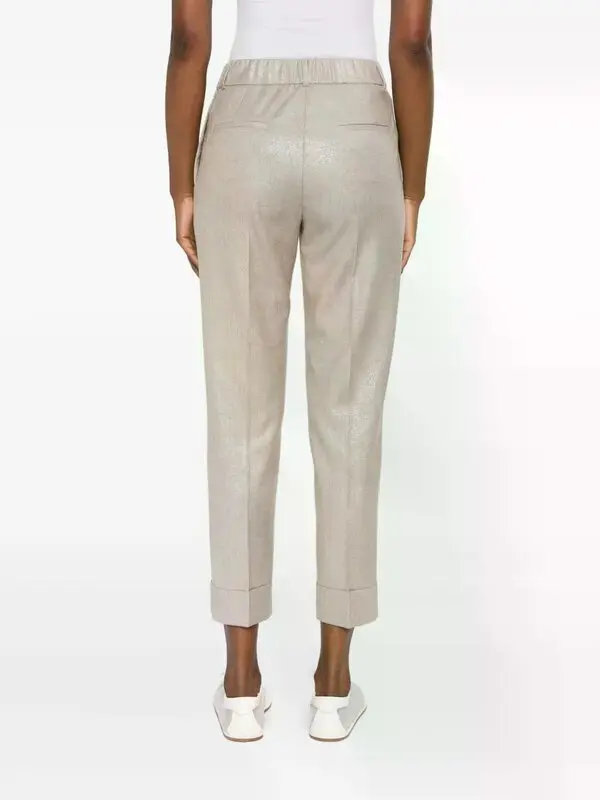 Peserico Metallic-detail Cuffed Trousers - Neutrals