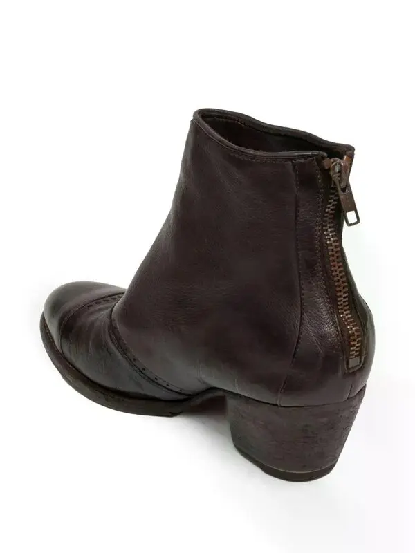PAUL SILENCE Leather Cap-toe Boots With Zip Detail